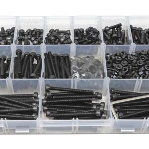 iexcell 720 Pcs M4 x 6/8/10/12/16/20/25/30/35/40/45/50 Alloy Steel 12.9 Grade Hex Socket Head Cap Screws Bolts Washers Assortment Kit, Black Oxide Finish