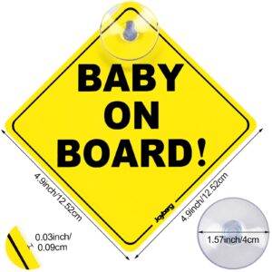 Baby on Board Sticker for Cars 3 Pcs, 5”x5”Baby on Board, Baby on Board Magnet for Car No Residue, Baby on Board Sign with 4 Pcs Baby on Board Suction Cup