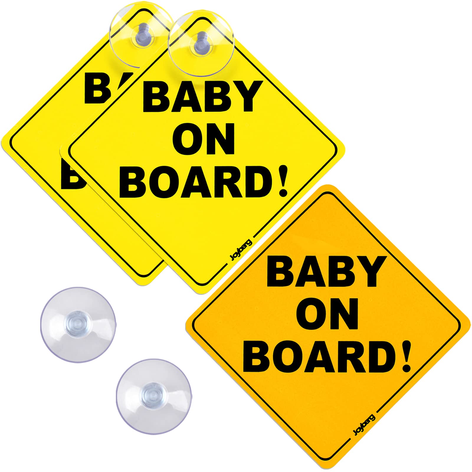 Baby on Board Sticker for Cars 3 Pcs, 5”x5”Baby on Board, Baby on Board Magnet for Car No Residue, Baby on Board Sign with 4 Pcs Baby on Board Suction Cup