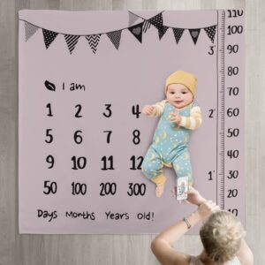 Gift Baby Milestone Blanket for New Mom - Milestone Tapestry for Nursery Decor Best Ideas Gift for New Mothers to Record the Growth of Babies 1-12 Months and Hundred Days Milestones, 46”X 46”