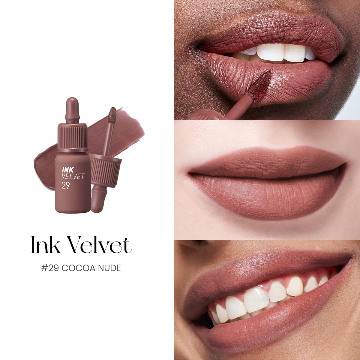 Peripera Ink the Velvet Lip Tint - High Pigment Color, Longwear, Weightless, Not Animal Tested, Gluten-Free, Paraben-Free (029 COCOA NUDE)