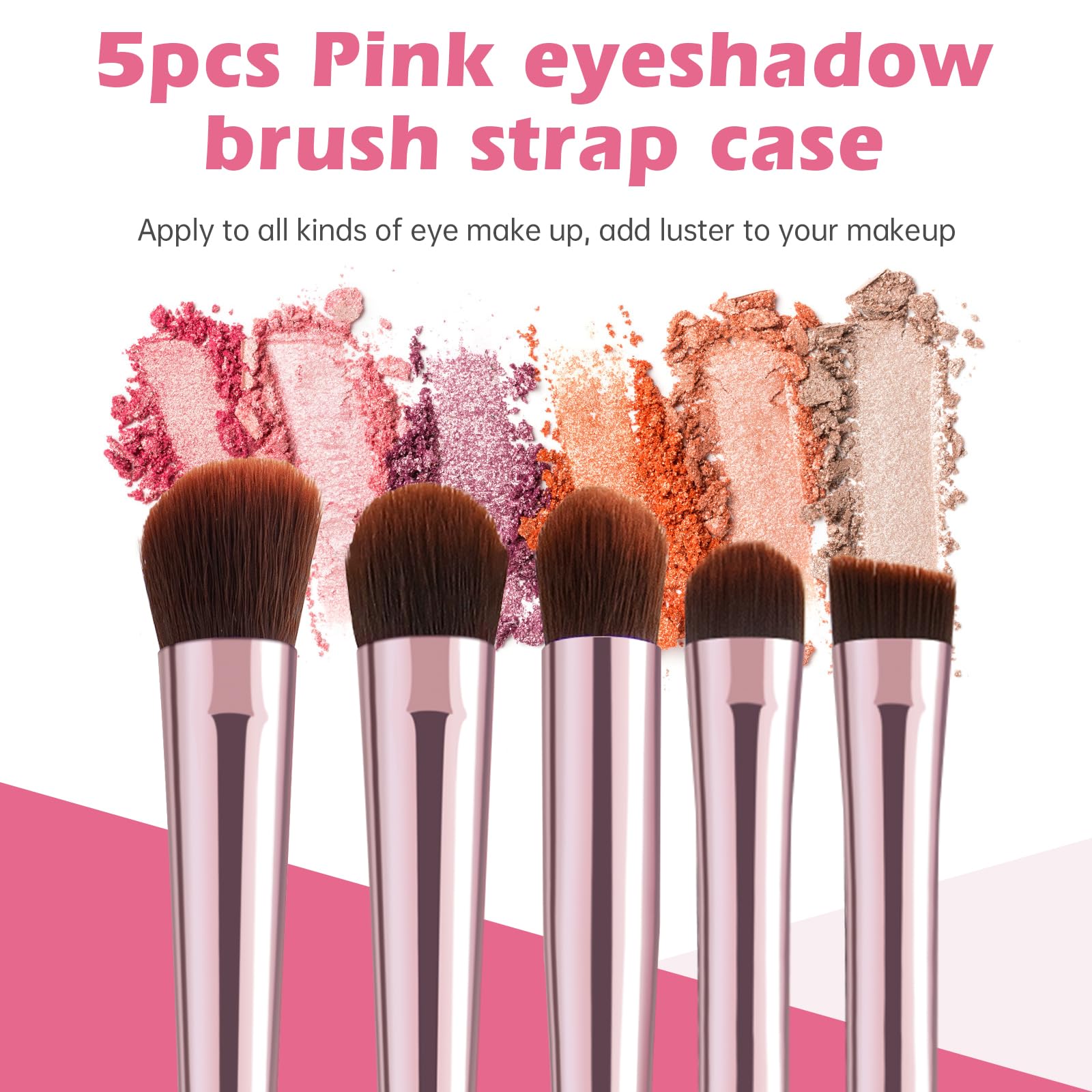 Upgrade 5pcs Eye Makeup Brushes Set, Portable Travel Eyeshadow Brush, Eyebrow Nose Eyeliner Blending Eye shadow Make up Brush(pink).