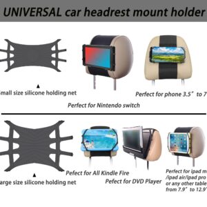 HTLAKIKJ Phone Tablet Mount Holder for Car Headrest Fits 3.5-12.9 Inch Cell Phone/Tablets/Other Devices, Car Headrest Holder Compatible with iPhone/iPad/Fire HD in Back Seat for Kids