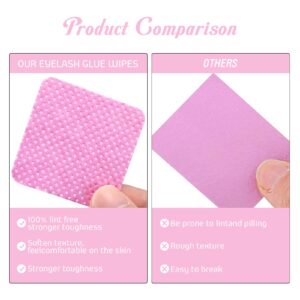 G2PLUS Nail Wipes, 600PCS Lint Free Nail Cleaning Pads, Pink Eyelash Glue Wipes for Cleaning Fingernail,Tweezers and Glue Bottle Mouth (2''x 2'')