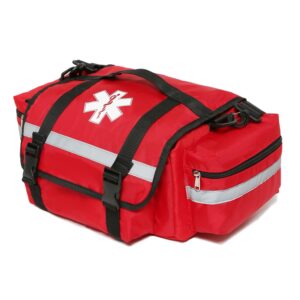 maxpand first aid bag empty trauma medical bag for emergency first responder bag organizer ems emt shoulder carry bag 13 x9 x7 red middle