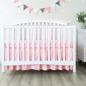 Biloban Fitted Crib Sheets for Standard Crib & Crib Skirt Pleated Dust Ruffle Pink