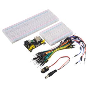 huarew breadboard kit with power supply module， jumper wires，battery clip，830 & 400 tie-points breadboard