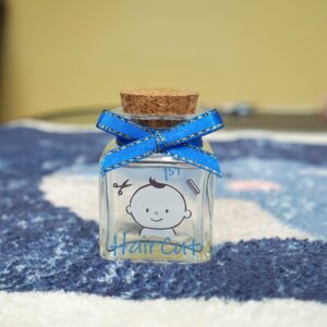 HAMUIERS First Haircut Keepsake Holder, First Curl Keepsake Box for Kids Baby Keepsake Box Baby Shower for Babies to Keep The Childhood Memory - Boy