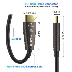 Adoreen 8K Fiber Optic HDMI 2.1 Cable 50 Feet-15 Meter（Certified） Active Optical HDMI Cord for 8K@60Hz 4K@120Hz 2K@240Hz Dynamic HDR eARC HDCP2.2&2.3 4:4:4 3D,Compatible PS5/PS4,Ultra HD TV