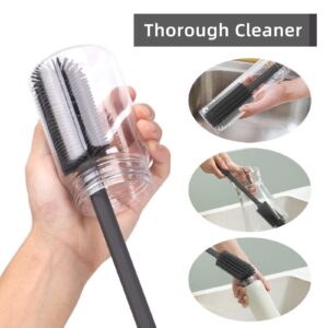 WQSS AOEIU 2-Piece Silicone Bottle Brush Set, 15.7in and 12.6in, Dark Grey