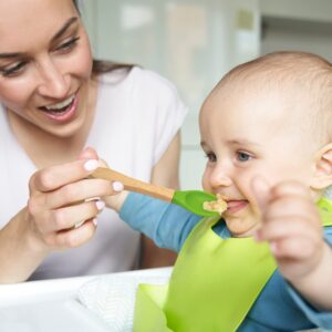 R HORSE 6Pcs Silicone Baby Forks and Spoon Set with Beech Handle Blue Green Silicone Baby Feeding Set BPA-Free Baby Training Utensils Set for Toddlers Boy Girl Self Feeding