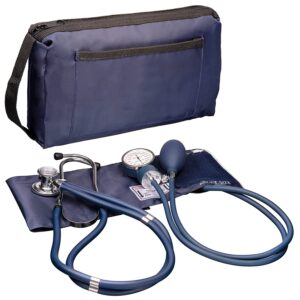 novamedic professional aneroid sphygmomanometer blood pressure machine and stethoscope set, universal adult size cuff arm 8.7-16.5", manual emergency bp monitor kit with carrying case, blue