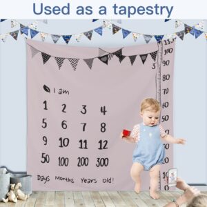 Gift Baby Milestone Blanket for New Mom - Milestone Tapestry for Nursery Decor Best Ideas Gift for New Mothers to Record the Growth of Babies 1-12 Months and Hundred Days Milestones, 46”X 46”