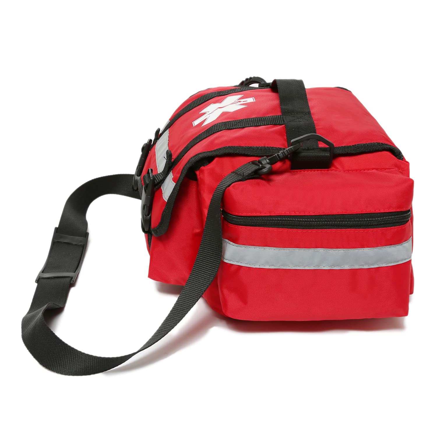 MAXPAND First Aid Bag Empty Trauma Medical Bag for Emergency First Responder Bag Organizer EMS EMT Shoulder Carry Bag 13 x9 x7 Red Middle