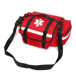 MAXPAND First Aid Bag Empty Trauma Medical Bag for Emergency First Responder Bag Organizer EMS EMT Shoulder Carry Bag 13 x9 x7 Red Middle