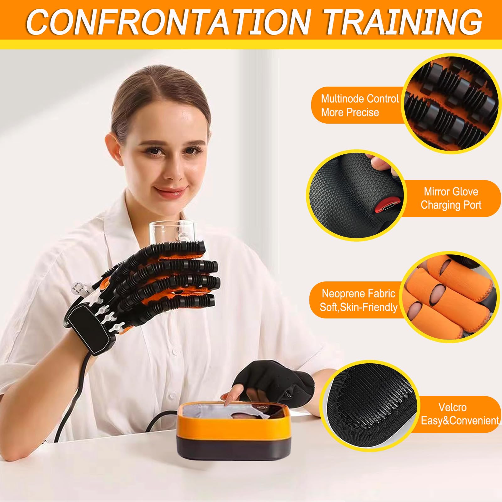 Rehabilitation Robot Gloves Upgrade Stroke Hand Therapy Equipment, Automatic Hand Trainer Gloves with USB Chargeable