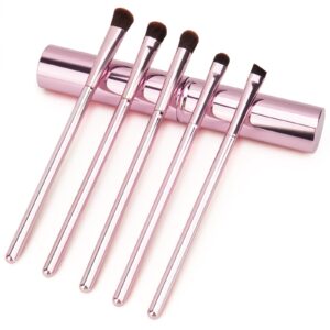 upgrade 5pcs eye makeup brushes set, portable travel eyeshadow brush, eyebrow nose eyeliner blending eye shadow make up brush(pink).