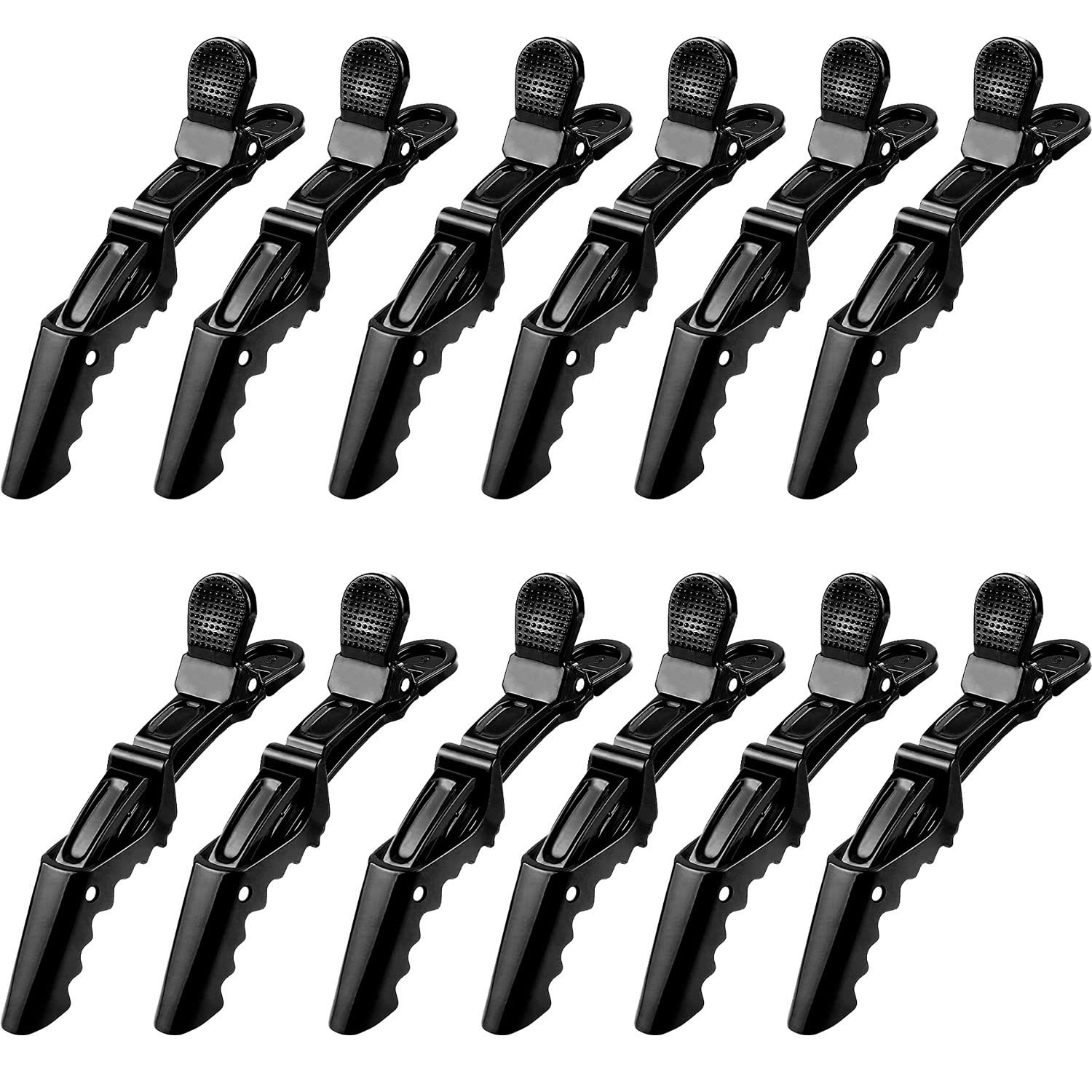 Bskjii Hair Clips, Pack of 12 Black Non Slip Alligator Clips for Women, Professional Hair Styling Clips, Plastic Gator Clips