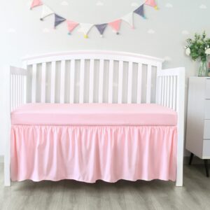 Biloban Fitted Crib Sheets for Standard Crib & Crib Skirt Pleated Dust Ruffle Pink