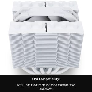 Thermalright Silver Soul 135 White Dual Tower CPU Air Cooler, 6x6mm Heat Pipes, TL-D12PRO-G PWM Fan, Aluminium Heatsink Cover, AGHP Technology, for AMD AM4/AM 5/Intel 1700/1150/1151/1200/2011/2066