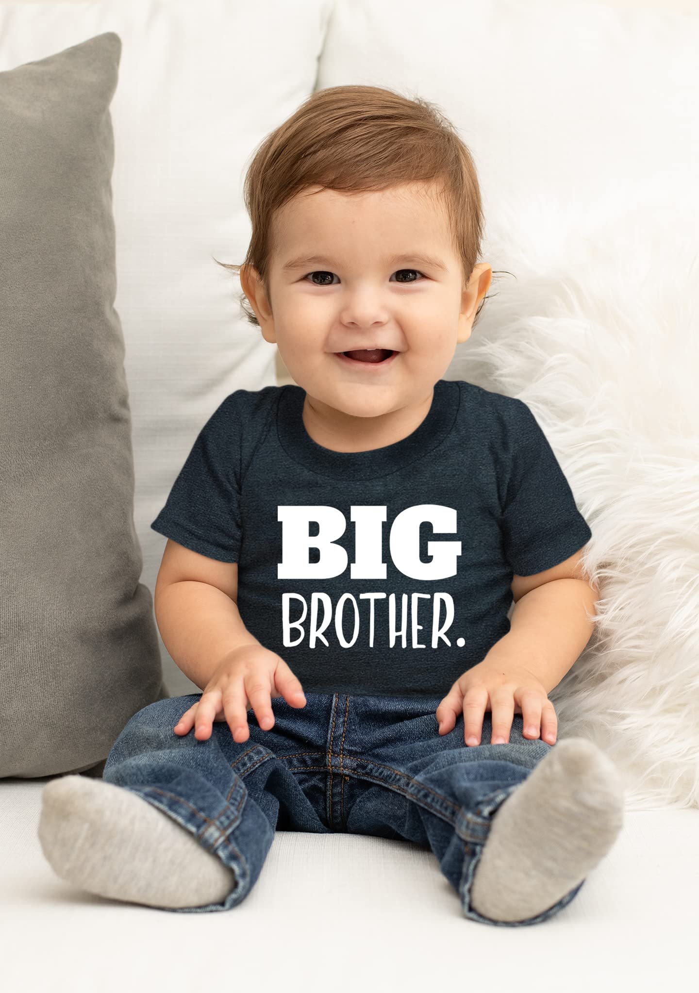 Big Brother Shirt for Toddler Promoted to Best Big Brother Announcement Baby Boys (Charcoal Black, 18 Months)