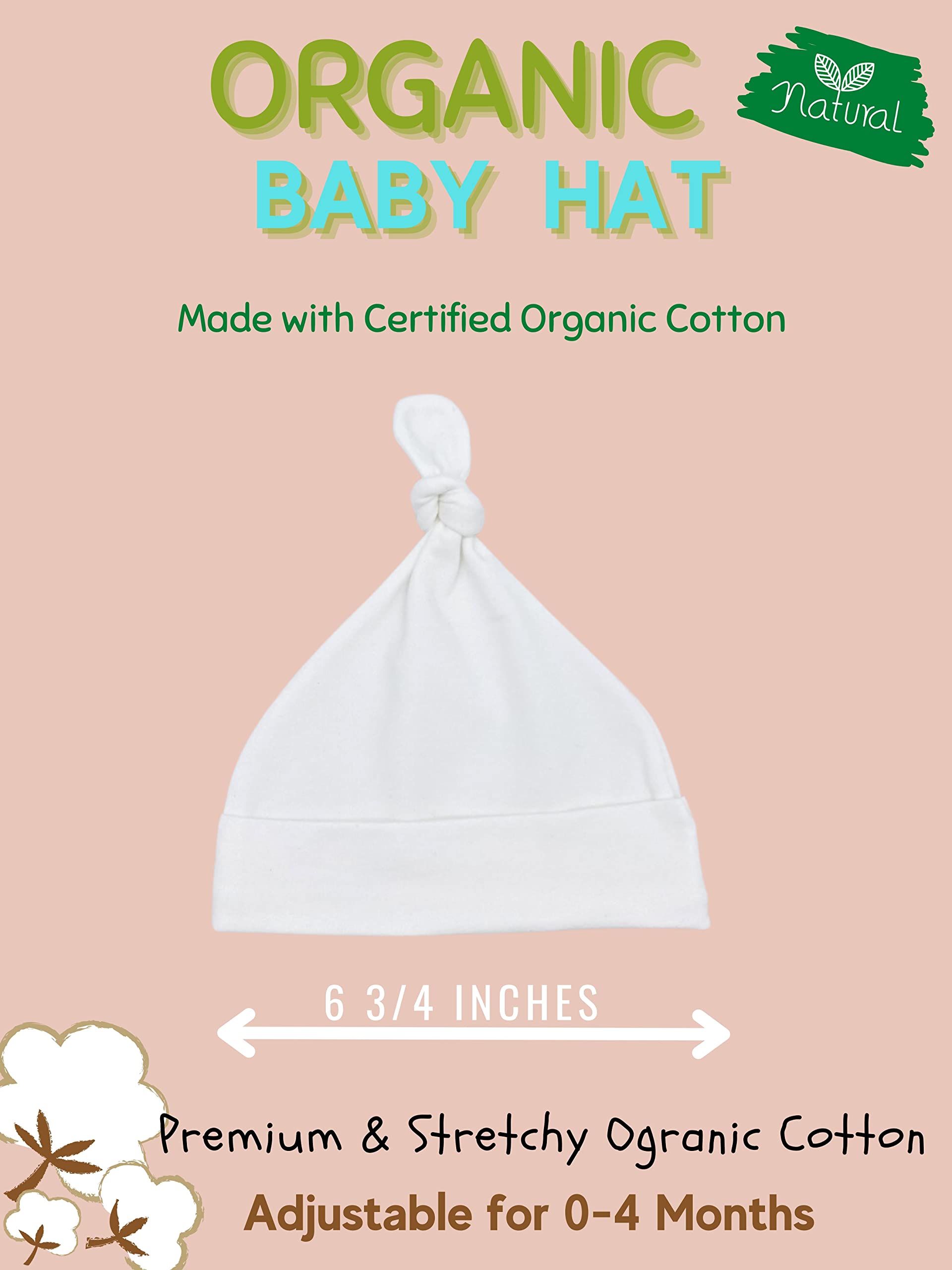 Organic Baby Hat for Boys/Girls/Newborns/Infant Hospital Hat (Pink/Rose)