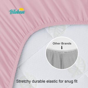 Biloban Fitted Crib Sheets for Standard Crib & Crib Skirt Pleated Dust Ruffle Pink