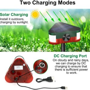 Solar Motion Alarm Outdoor Upgraded 360° Motion Detector & 3x129db Siren Lamp Super Loud Outdoor Motion Alarm 4 Work Modes Strobe Light with Remote