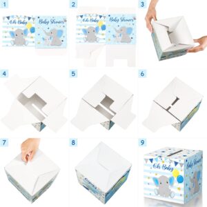 Yisong 50 Blue Elephant Diaper Raffle Tickets with Box for Baby Shower Invitations Baby Boy Elephant Themed Double Sided Card Baby Shower Birthday Decorations Gender Neutral Tickets Insert Card