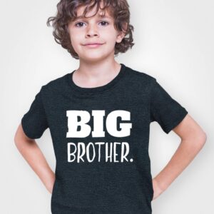 Big Brother Shirt for Toddler Promoted to Best Big Brother Announcement Baby Boys (Charcoal Black, 18 Months)