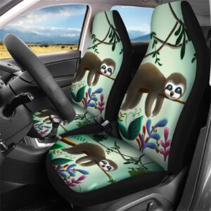 Bulopur Cute Sloth Baby Printing Auto Seat Cover Car Accessories for Women Full Set of 4 Pack Fits Most Cars, SUVs, Vans,Trucks