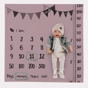 gift baby milestone blanket for new mom - milestone tapestry for nursery decor best ideas gift for new mothers to record the growth of babies 1-12 months and hundred days milestones, 46”x 46”