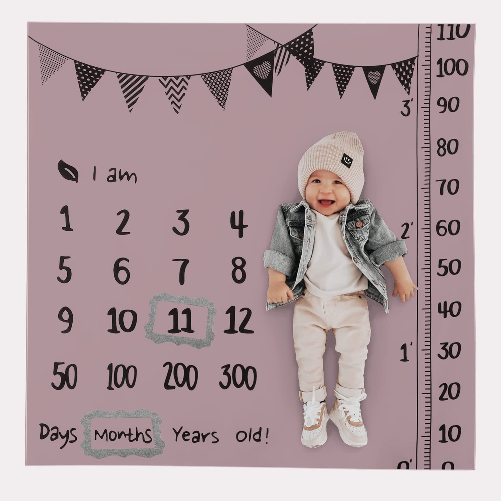 Gift Baby Milestone Blanket for New Mom - Milestone Tapestry for Nursery Decor Best Ideas Gift for New Mothers to Record the Growth of Babies 1-12 Months and Hundred Days Milestones, 46”X 46”