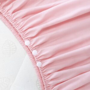 Biloban Fitted Crib Sheets for Standard Crib & Crib Skirt Pleated Dust Ruffle Pink