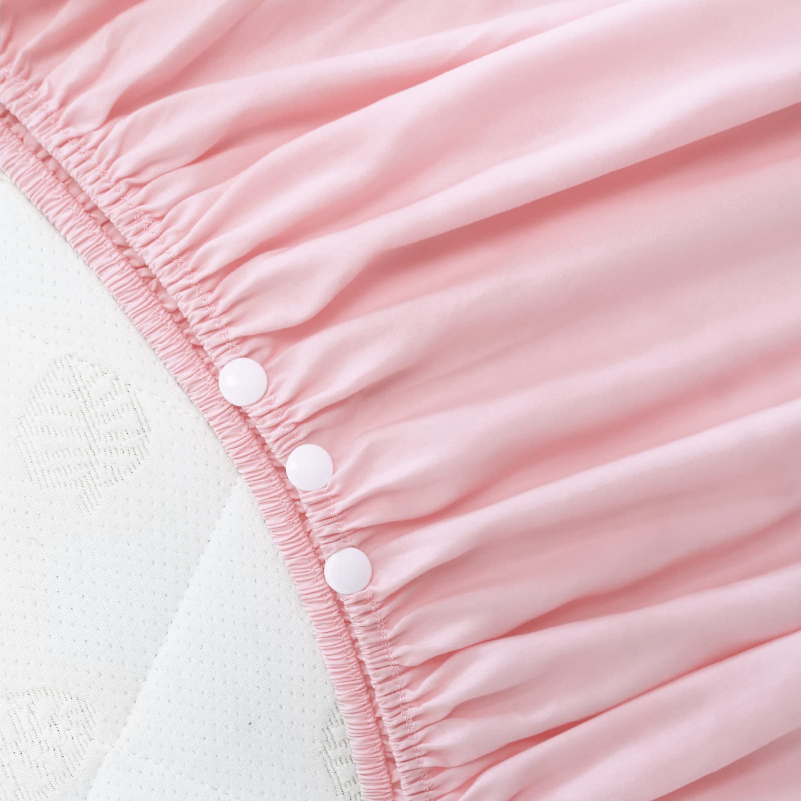 Biloban Fitted Crib Sheets for Standard Crib & Crib Skirt Pleated Dust Ruffle Pink