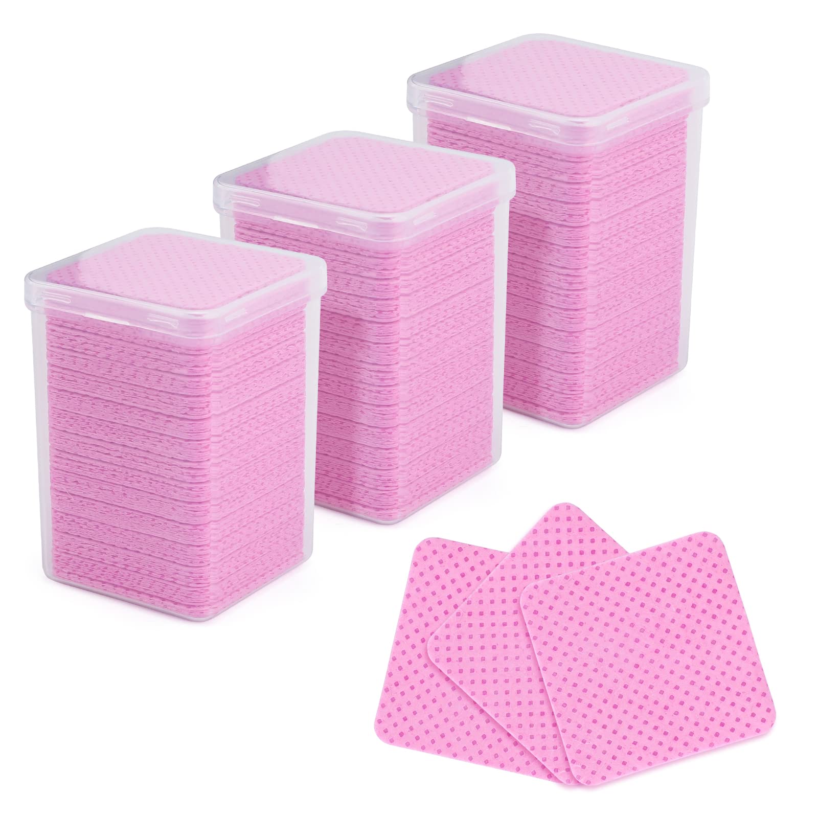 G2PLUS Nail Wipes, 600PCS Lint Free Nail Cleaning Pads, Pink Eyelash Glue Wipes for Cleaning Fingernail,Tweezers and Glue Bottle Mouth (2''x 2'')