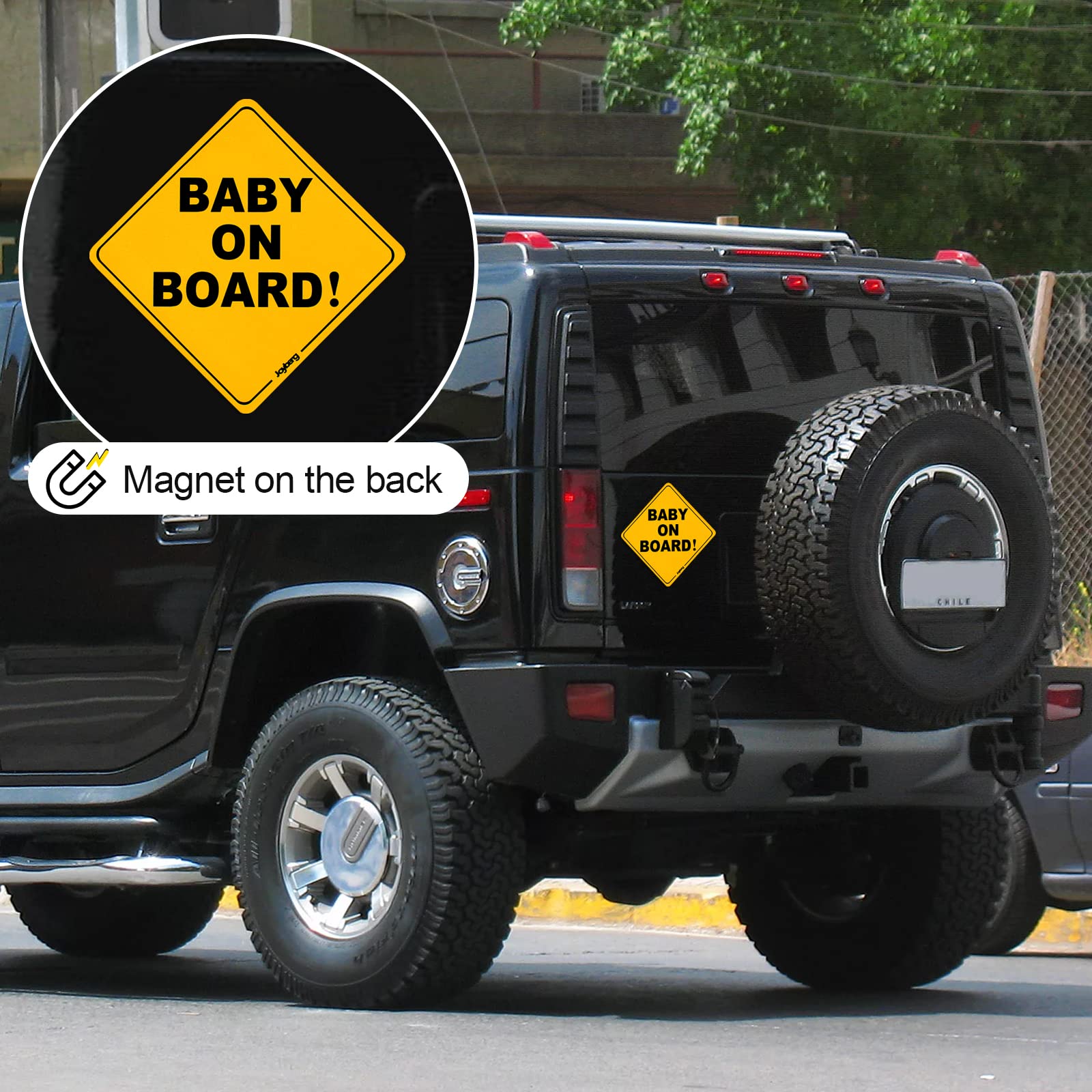 Baby on Board Sticker for Cars 3 Pcs, 5”x5”Baby on Board, Baby on Board Magnet for Car No Residue, Baby on Board Sign with 4 Pcs Baby on Board Suction Cup