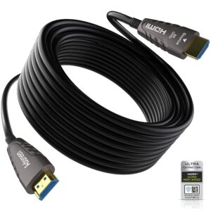 adoreen 8k fiber optic hdmi 2.1 cable 50 feet-15 meter（certified） active optical hdmi cord for 8k@60hz 4k@120hz 2k@240hz dynamic hdr earc hdcp2.2&2.3 4:4:4 3d,compatible ps5/ps4,ultra hd tv