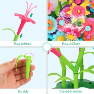 FLYINGSEEDS 106 PCS Flower Garden Building Toys for Girls, Girls Favor STEM Toy Gardening Pretend Play Set for Kids, Stacking Game Educational Activity for Toddlers Kids Age 3 4 5 6 7 8 Year Old