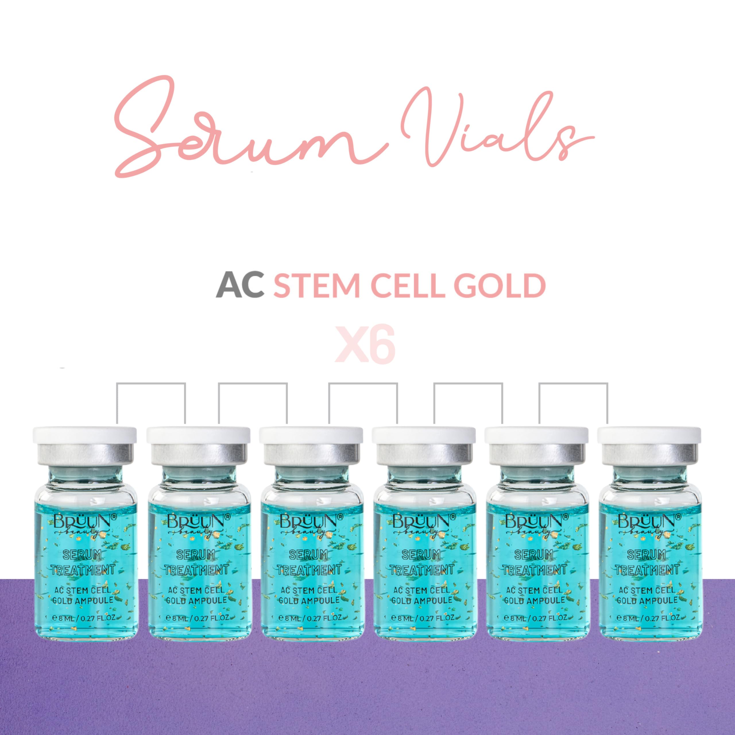 BRÜUN Serum Treatment set of 12 Vials for Spa – A Booster kit for skin care to use with Derma Pens and rollers for fresh look and lasting results