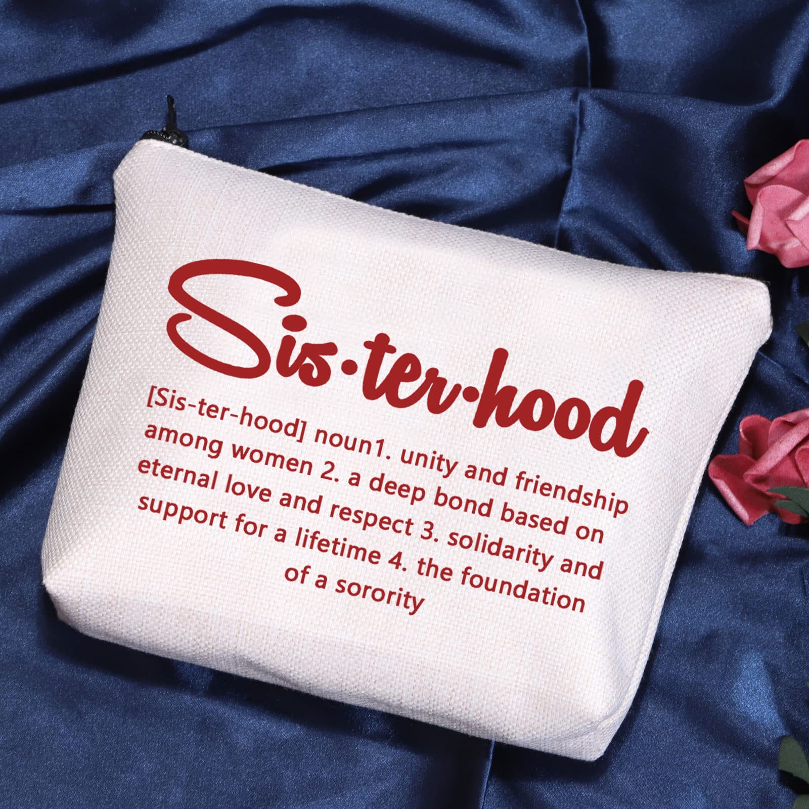 POFULL Sorority DST Gift 1913 Sorority Sister Makeup Bag DST Sorority Paraphernalia Girls Gift (Red bag)