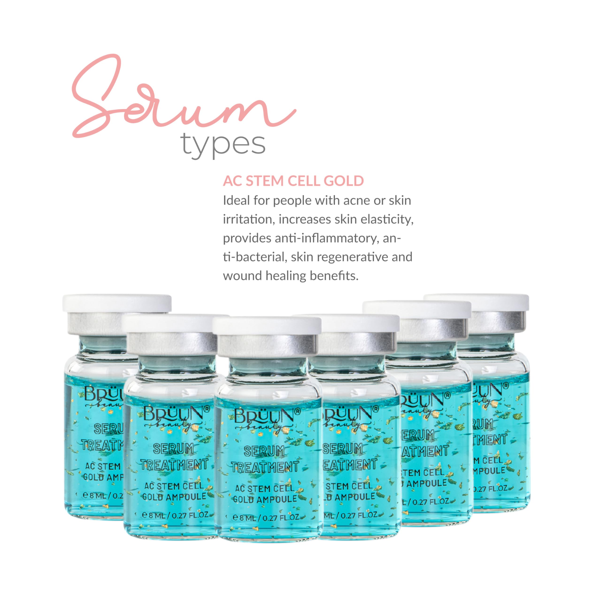 BRÜUN Serum Treatment set of 12 Vials for Spa – A Booster kit for skin care to use with Derma Pens and rollers for fresh look and lasting results