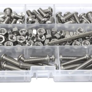 iexcell 200 Pcs M6 x 8/10/12/14/16/20/25/30 Stainless Steel 304 Hex Socket Button Head Cap Screws Bolts Nuts Assortment Kit