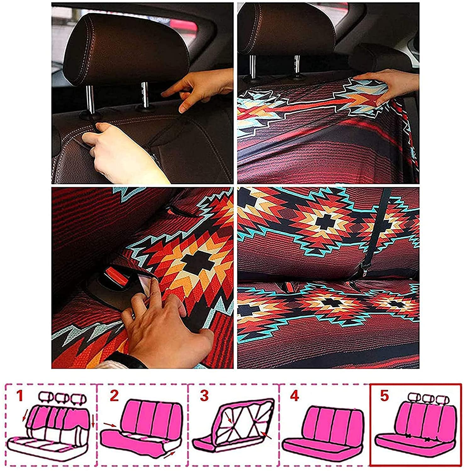 Bulopur Cute Sloth Baby Printing Auto Seat Cover Car Accessories for Women Full Set of 4 Pack Fits Most Cars, SUVs, Vans,Trucks