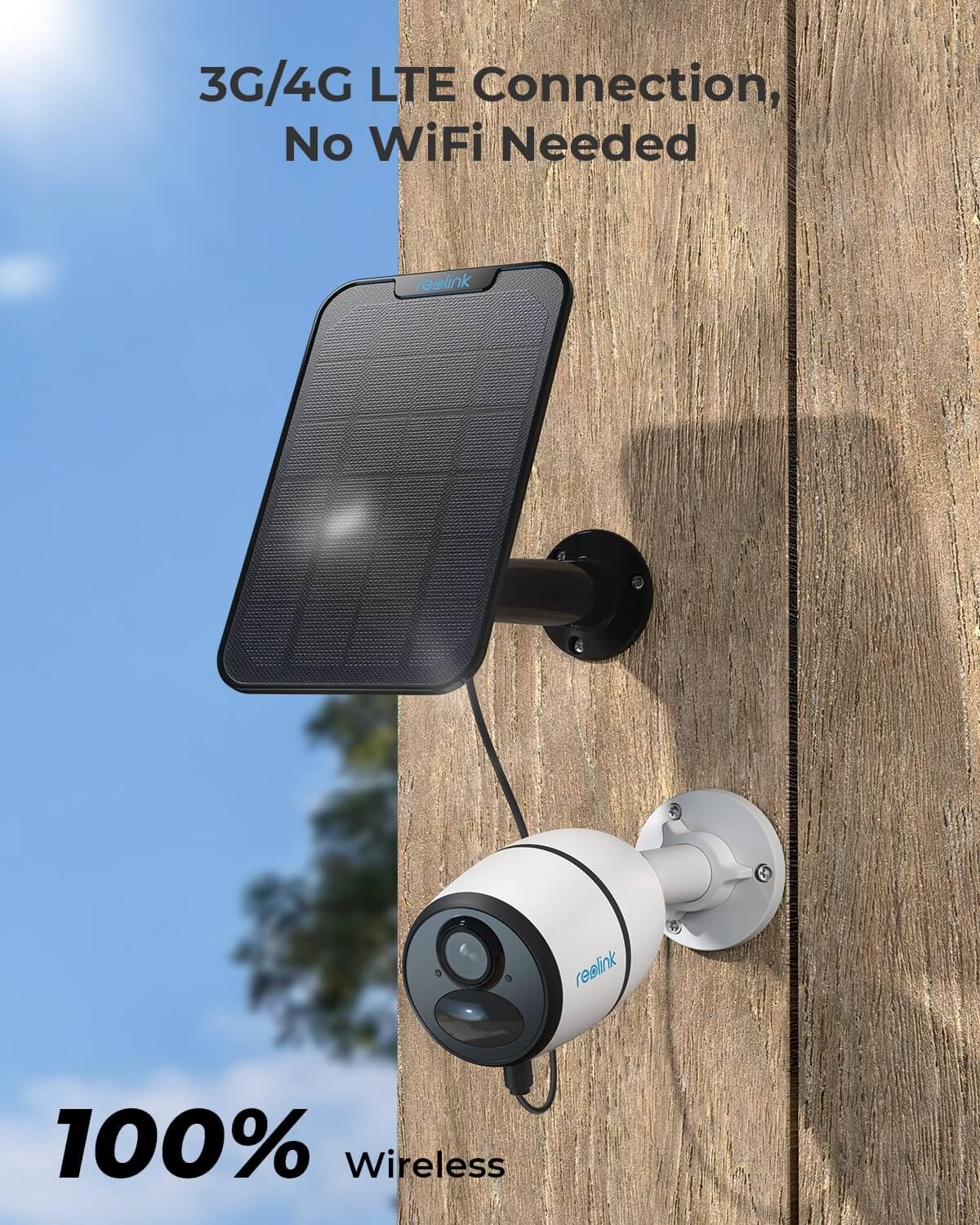 REOLINK 2K Wireless Camera Go PT Plus with Solar Panel Bundle with 2K Smart Person/Vehicle Detection Wireless Camera Go Plus with Solar Panel