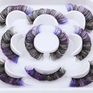 wiwoseo false eyelashes russian strip lashes colorful faux mink lashes wispy fluffy 20mm 3d effect fake eyelashes 5 pairs pack