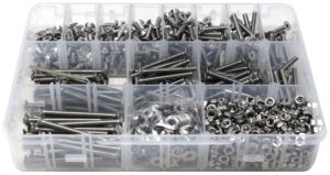 iexcell 720 pcs m4 x 6/8/10/12/16/20/25/30/35/40/45/50 stainless steel 304 hex socket flat head cap screws bolts assortment kit