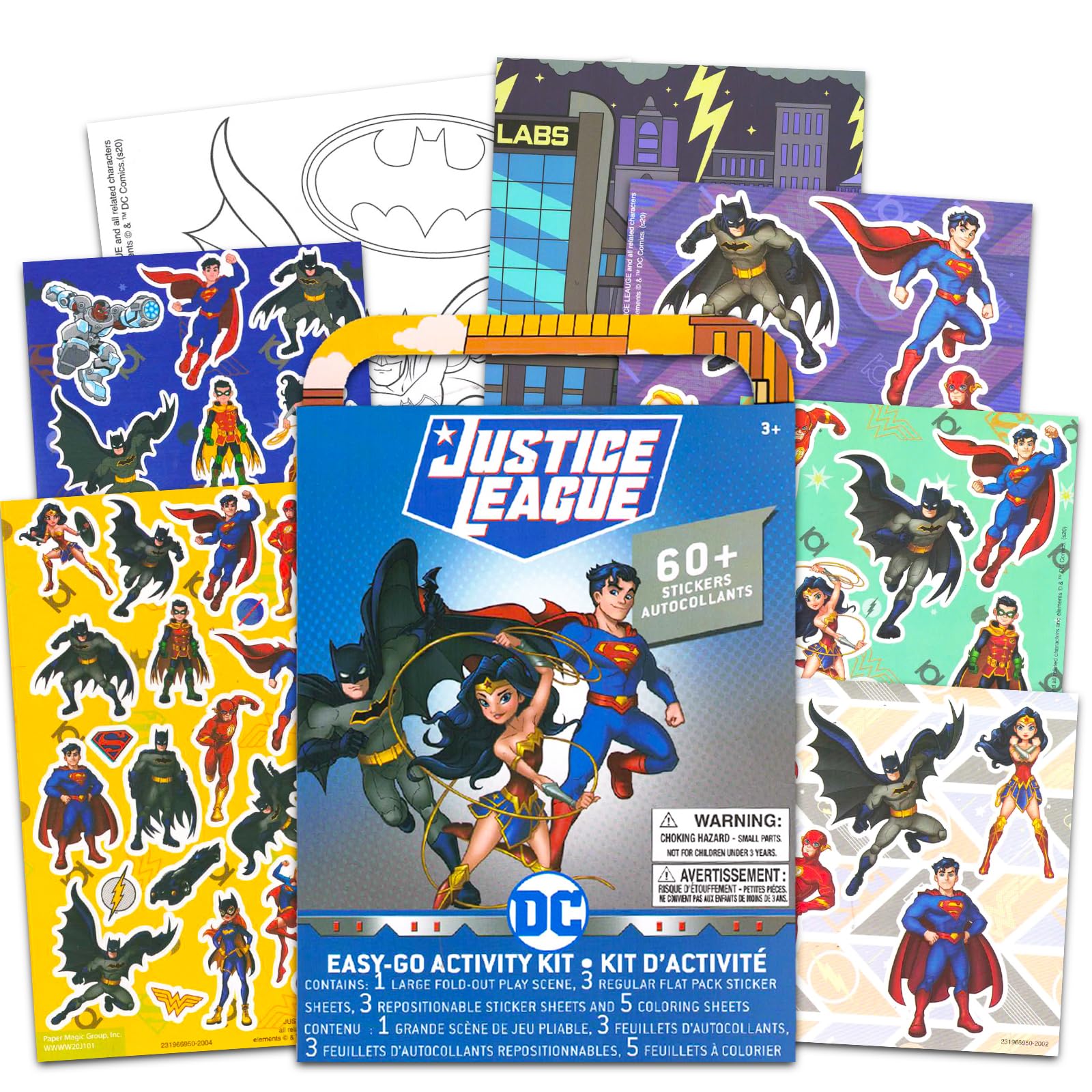 DC Comics Super Hero Party Supplies Set ~ Bundle with 200 Superhero Temporary Tattoos and Justice League Stickers Featuring Wonder Woman, Superman, and More (Party Favors)