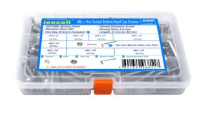 iexcell 200 pcs m6 x 8/10/12/14/16/20/25/30 stainless steel 304 hex socket button head cap screws bolts nuts assortment kit