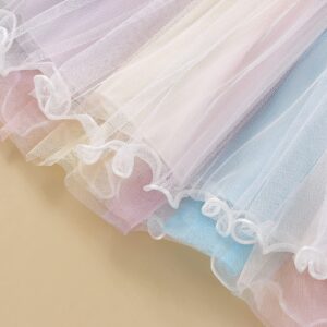 Kids Toddler Baby Girls Easter Dresses Outfits Clothes Flutter Sleeve Easter Bunny Princess Tulle Tutu Dress Playwear Sundress 18-24 Months Rainbow